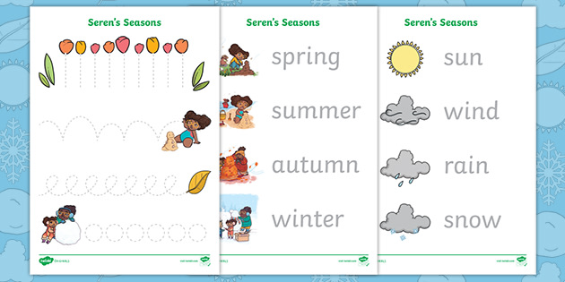 Seren's Seasons: Weather and Seasons Handwriting Worksheets