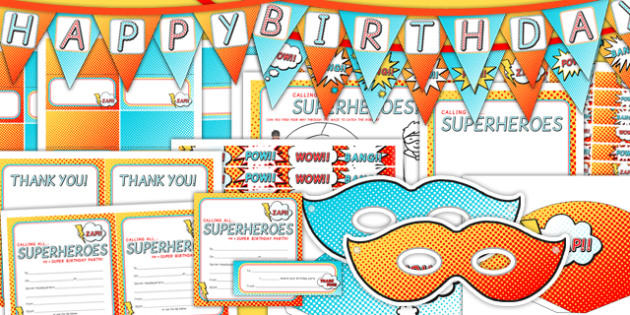 Superhero Birthday Pictures - Party Pack (teacher made)