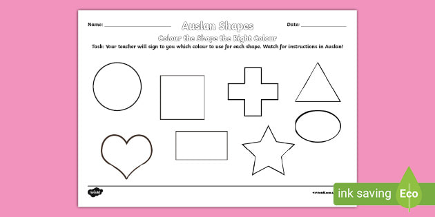 Auslan Shapes Colouring Task (teacher made)