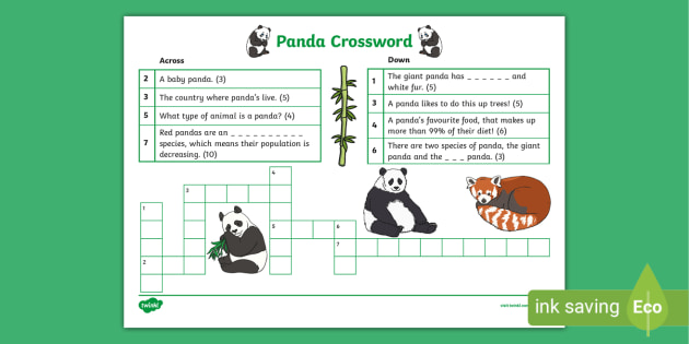 FREE! - Panda Crossword (Teacher-Made)