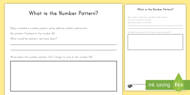 Number Pattern Rule Open-Ended Activity (teacher made)
