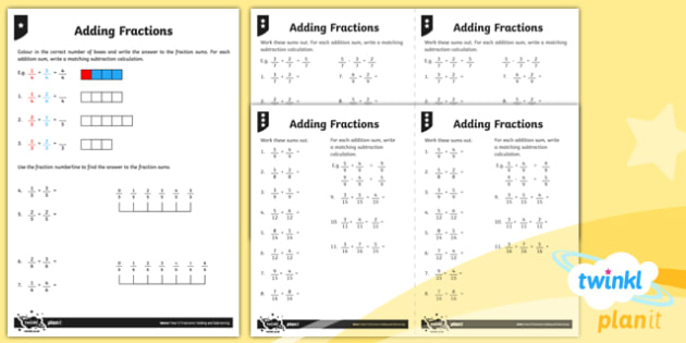 PlanIt Maths Y3 Fractions Adding Fractions Home Learning