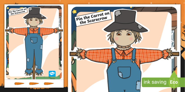 Pin the Carrot on the Scarecrow Game (Teacher-Made)