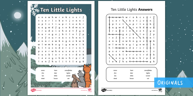 Ten Little Lights Word Search