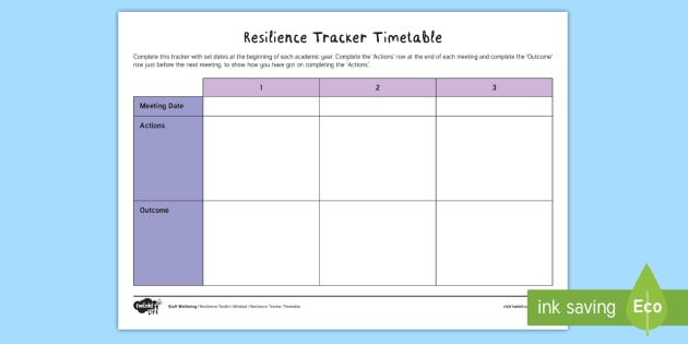 Resilience Tracker Timetable Adult Guidance (teacher made)