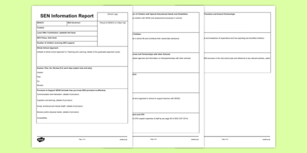 SEN Information Report Planning Frame Primary