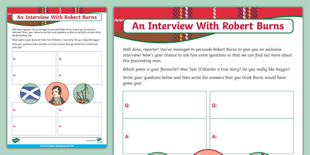 Interactive Burns Night Activity - Robert Burns Interview