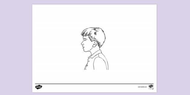Boys Head Talking | KS1 Colouring Sheets | Twinkl Resources