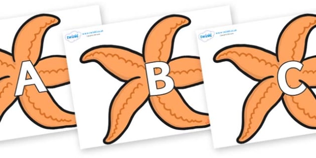 A-Z Alphabet on Starfish