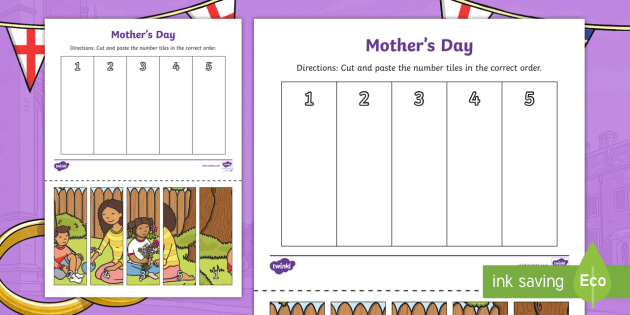 * NEW * Mother's Day Number Sequencing Puzzle - early childhood