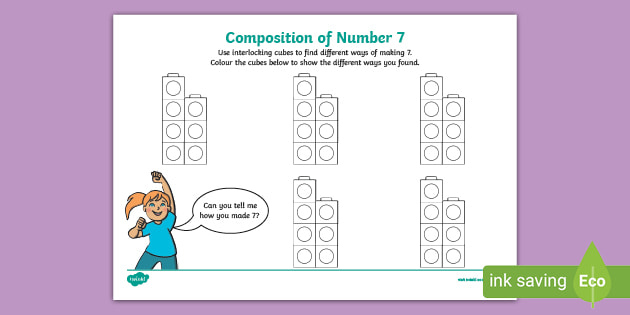 👉 Composition of Number 7 Worksheet (teacher made)