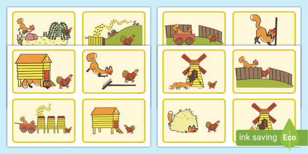 Story Sequencing (4 per A4) to Support Teaching on Rosie's Walk