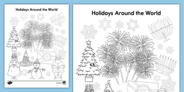 Holidays Around the World Coloring Activity (teacher made)