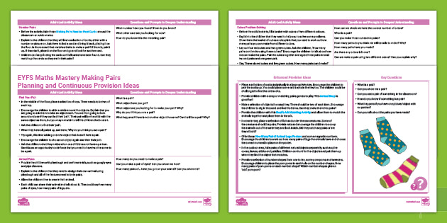 EYFS Maths Mastery Making Pairs Planning and Continuous Provision Ideas