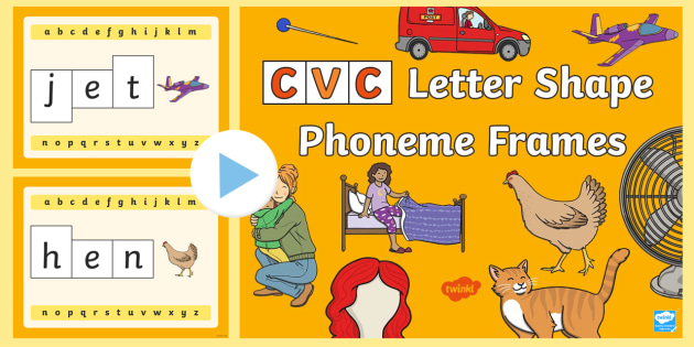 CVC Letter Shape Phoneme Frame CfE First Level PowerPoint- alphablocks, CVC