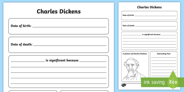 Charles Dickens Significant Individual Writing Frame - writing