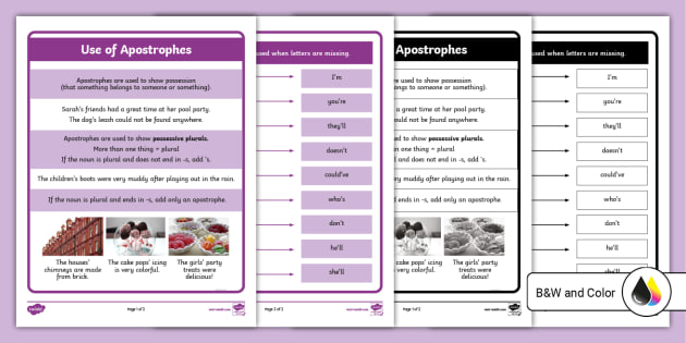 Use of Apostrophes Visual Aid (teacher made)