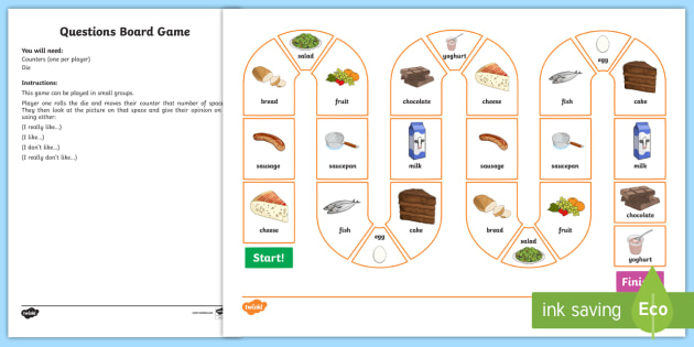* NEW * Food Preference Board Game - Likes, dislikes, food types, favourite