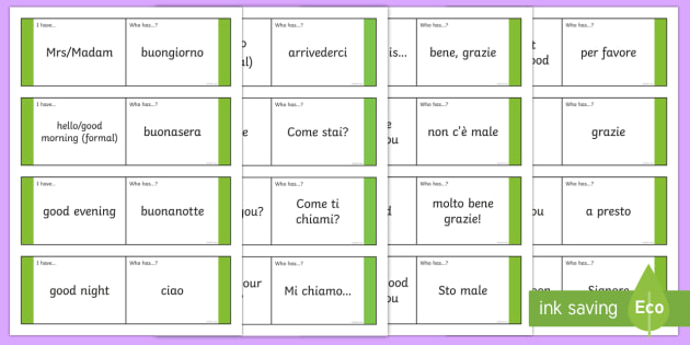 KS2 Italian Greetings Loop Cards