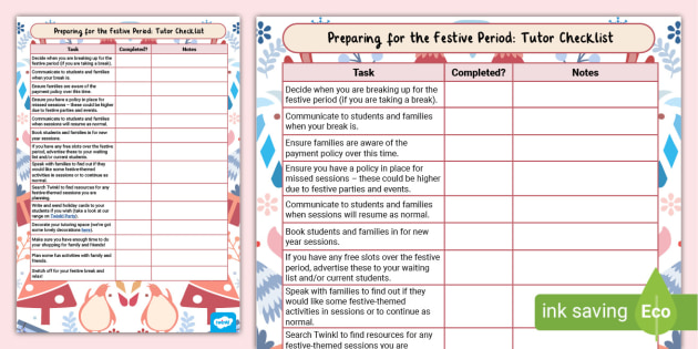 Tutor Checklists | twinkl.co.uk