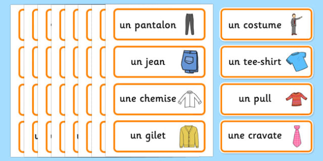 Clothes Shop Word Cards French - french, Clothes shop Role Play ...