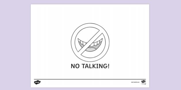 No Talking | KS1 Colouring Sheets | Twinkl Resources