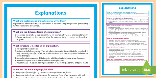 What is an Explanation? A4 Display Poster - Literacy, What is an