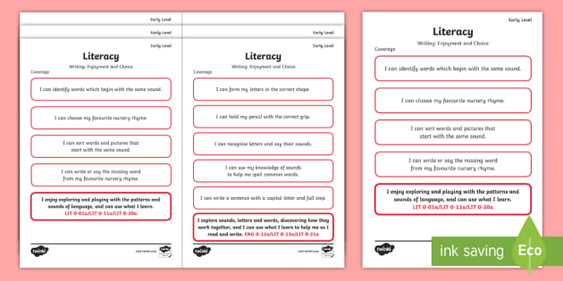 CfE Early Level Literacy and English (Writing) Child-Friendly Assessment