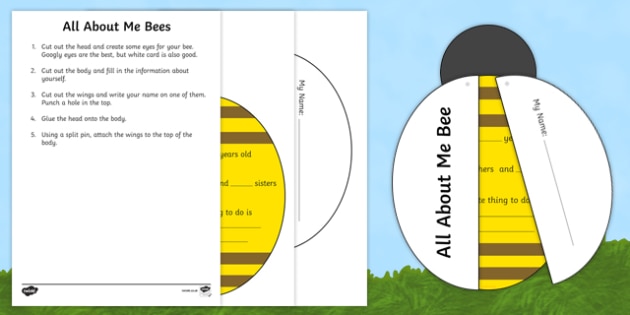 Busy Bee All About Me Craft Instructions (teacher made)