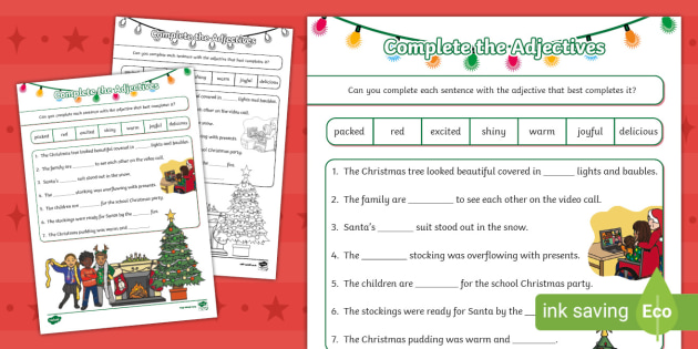 Christmas Adjectives Worksheet Holidays Vocabulary Worksheet For