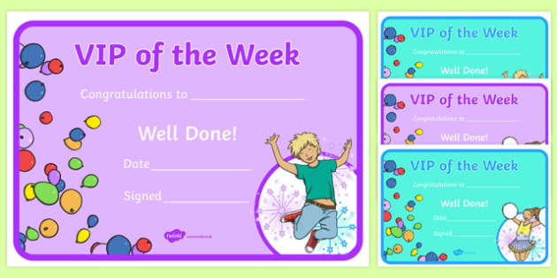 👉 VIP of the Week Certificate (teacher made)