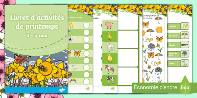 Livret d'activités de printemps pour 3-5 ans (teacher made)