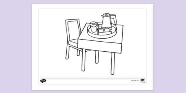 FREE! - Hotel Room Table Colouring Sheet | Colouring Sheets