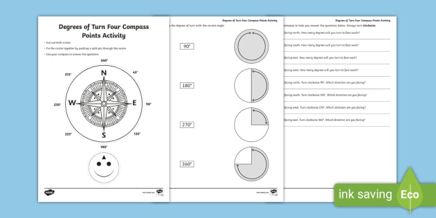 Degrees of Turn Four Compass Points Activity (teacher made)