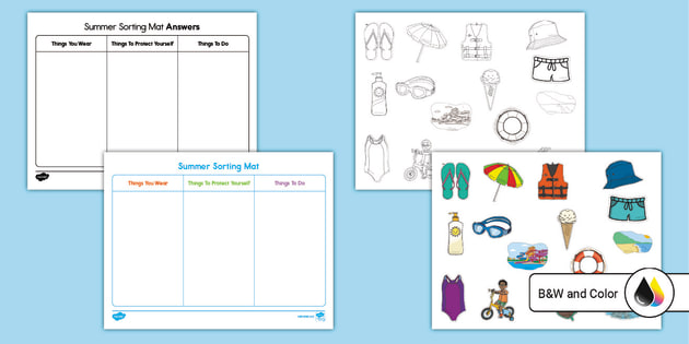 Summer Sorting Mat Activity (teacher made)
