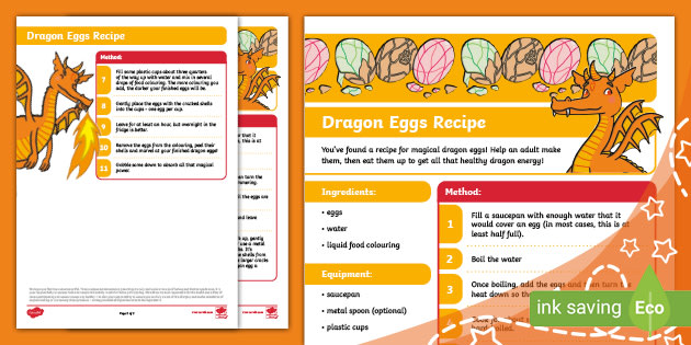 Dragon Eggs Recipe (teacher made)