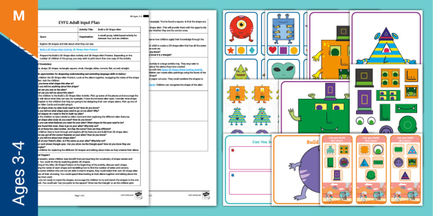 EYFS Build a 2D Shape Alien Adult Input Plan and Pack