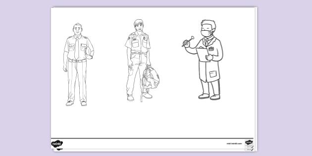 FREE! - Jobs and Professions Colouring Page (teacher made)