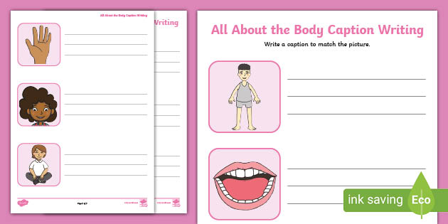 All About the Body Caption Writing Activity (teacher made)