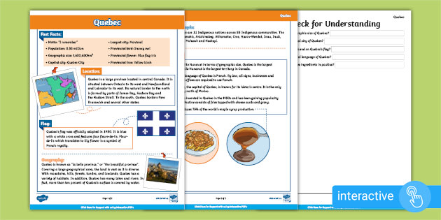 Quebec Interactive Reading Comprehension - Grades 4-6