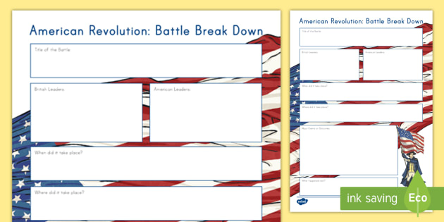 American Revolution Battle Breakdown Activity (teacher made)