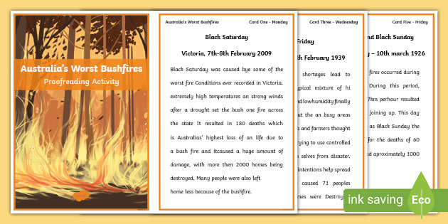 Australia’s Worst Bushfires Proofreading Activity