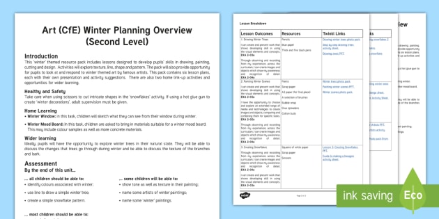 FREE! - CfE (Second) Winter Art: Planning Guide Overview