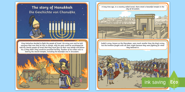 The Story of Hanukkah Cards English/German (teacher made)