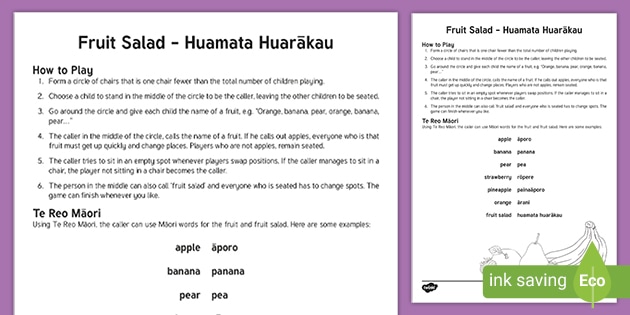 Huamata Huarākau - Fruit Salad Te Reo Māori game