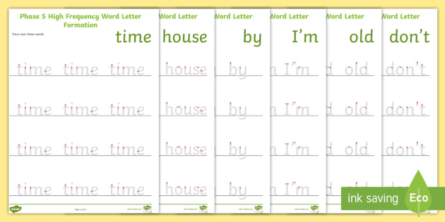 Phase 5 High Frequency Word Letter Formation Worksheet / Worksheet