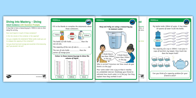 Year 2 Maths Mastery: Millilitres Activity Cards