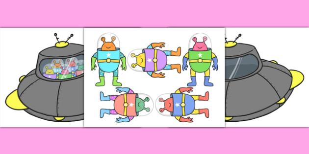 5 Little Men in a Flying Saucer Stick Puppets