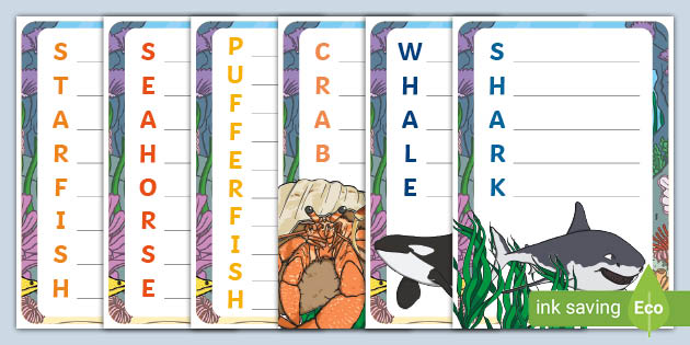 Ocean Life Acrostic Poem Templates (teacher made)