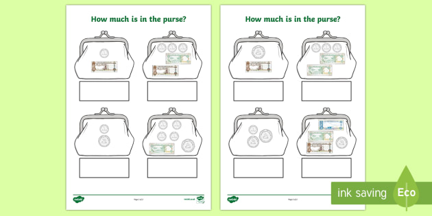 How much money in the purse activity? (UAE) Fill in the Blank Worksheet
